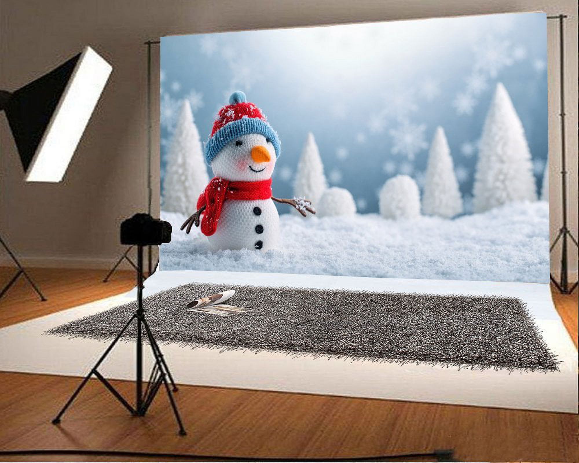 HelloDecor Winter Snowman Backdrop 7x5ft Photography Backdrop Pine ...
