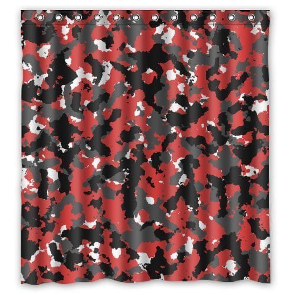 Hellodecor Red And Black Camo Uniform Camouflage Shower Curtain