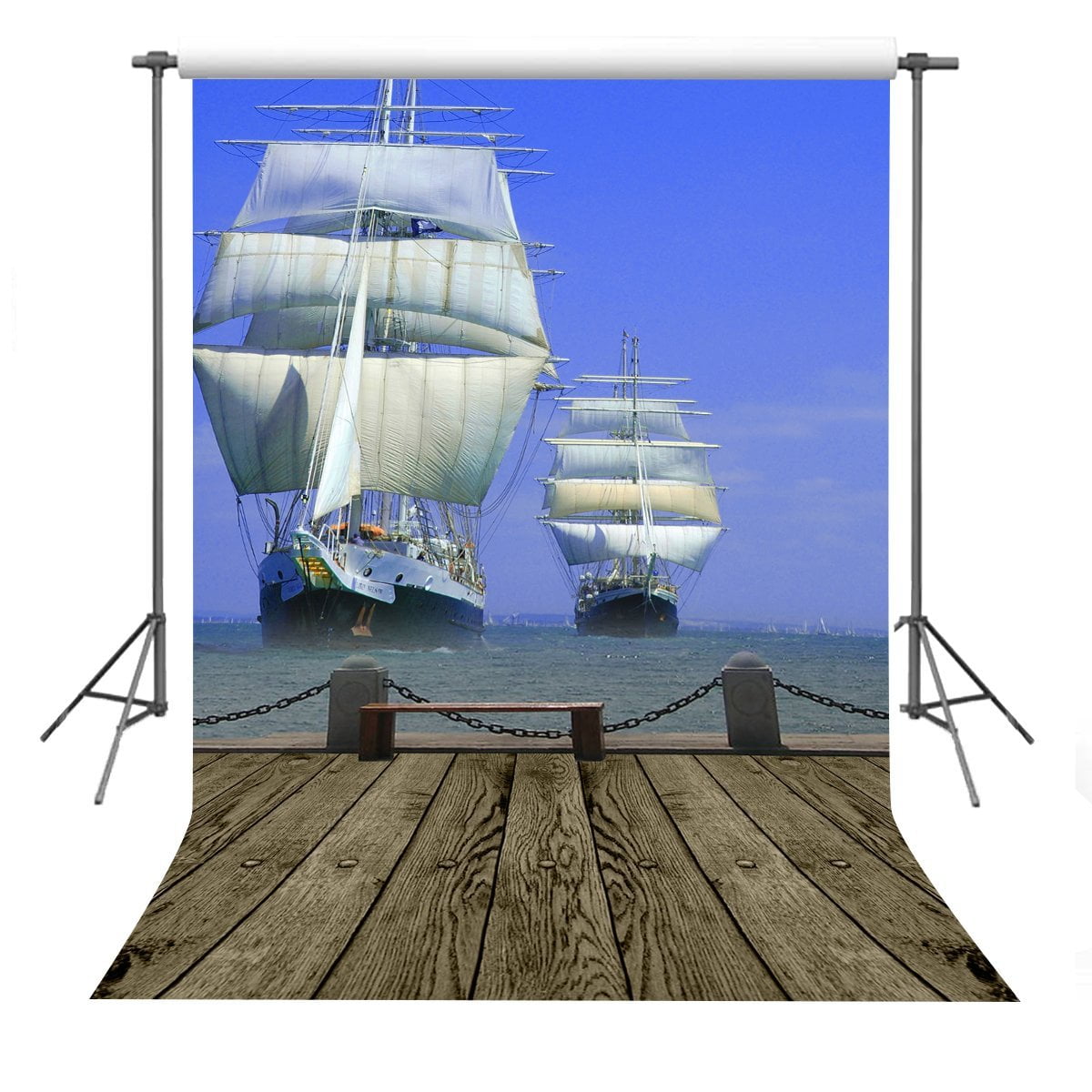 HelloDecor Ship Background 5x7ft Seaside Wood Floor Photography ...
