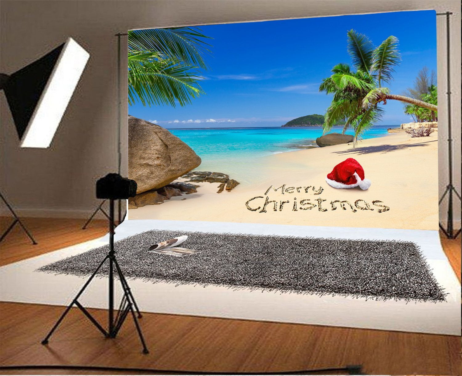HelloDecor Summer Christmas Backdrop 7x5ft Tropical Beach Xmas ...