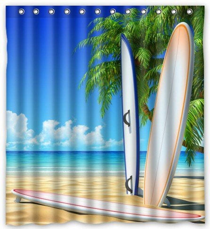 HelloDecor Surf Skateboard Shower Curtain Polyester Fabric Bathroom ...