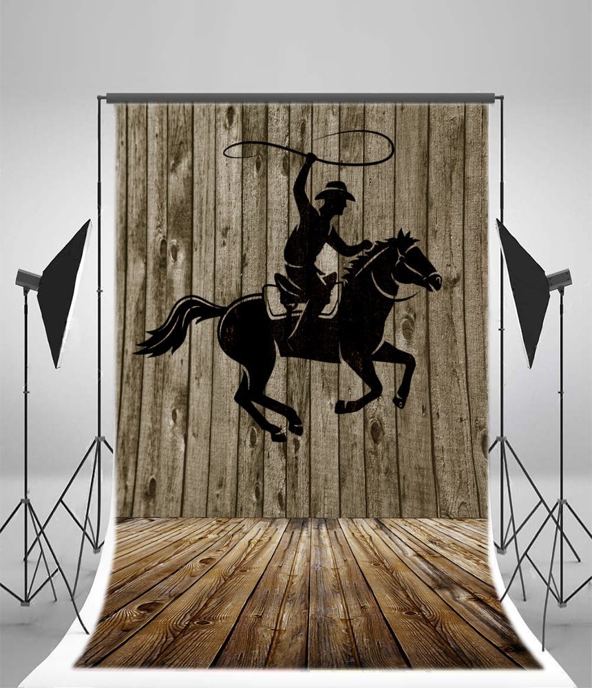 HelloDecor Polyester West Cowboy Backdrop 5x7ft Retro Wooden Wall Plank ...