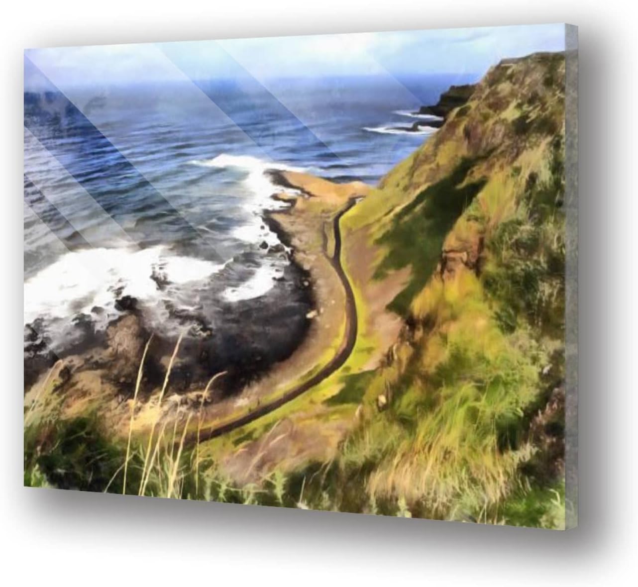 HelloGlass Tempered Glass Wall Art Colorful painting of Causeway Coast ...