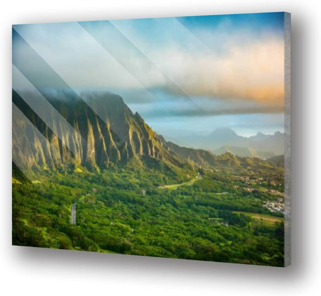 HelloGlass Tempered Glass Wall Art Hawaiian Landscape at Dawn Modern ...