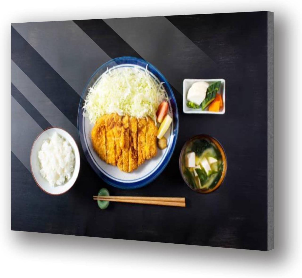 HelloGlass Tempered Glass Wall Art Pork cutlet and cabbage served in a ...