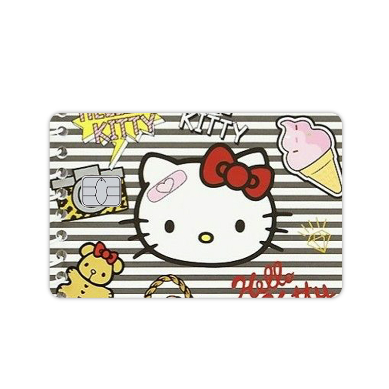 HelloKitty Cartoon Glitter Credit Card Skin Visa Stickers Debit Bank ...