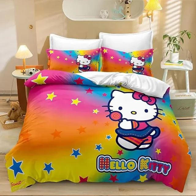 HelloKitty Cute Bed Duvet Cover Funny Anime Cartoon Bedding Sets ...