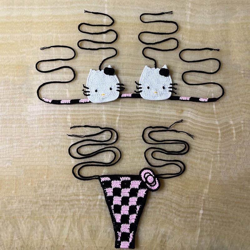 HelloKitty Handmade Brazil Crochet String Bikini Set Sexy Bathing Suit ...