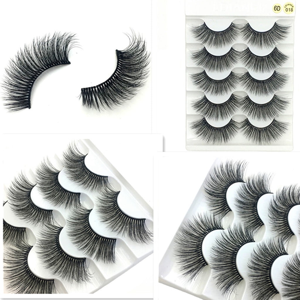 〖Hellobye〗Luxury Makeup 5Pair 3D False Lashes Fluffy Strip Eyelashes ...