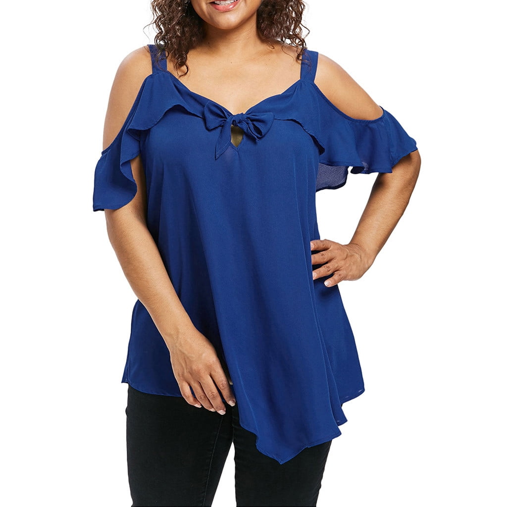 〖hellobye〗plus Size Women Plus Size Cold Shoulder Camis Bow Asymmetric