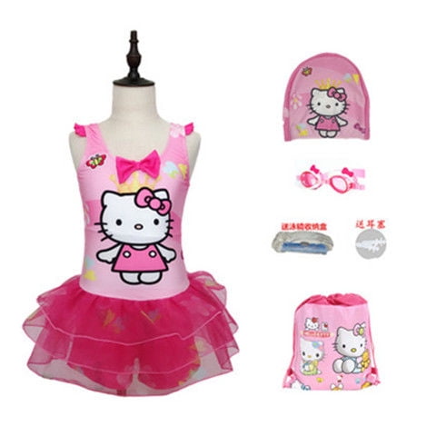 Hellokitty Children's Swimsuit Girls' One-Piece Boxer Swimsuit Girls ...