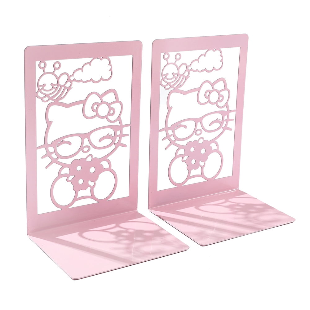 Hellokitty Cute Cartoon Cat Bookends - Heavy Duty Metal Book Stands for ...