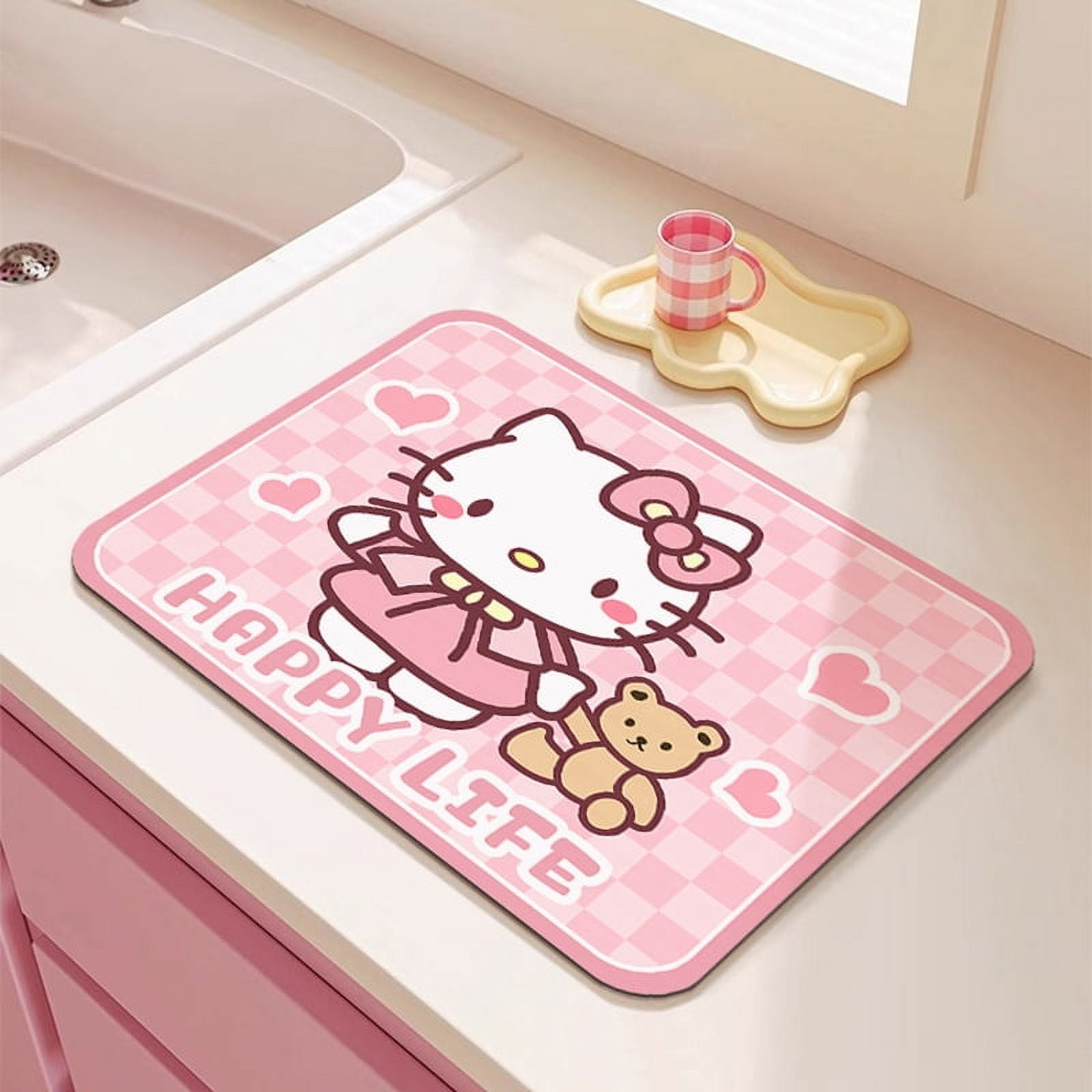 Hellokitty Kitchen Drain Mat Cute Cartoon Diatom Mud Absorbent Mat ...