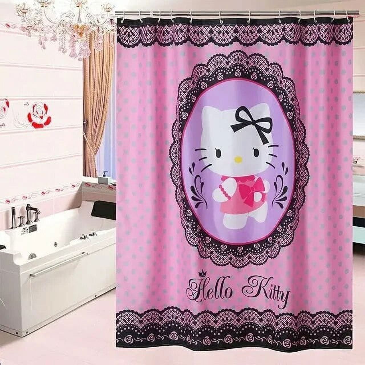 Hellokitty Shower Curtain Cartoon Bathroom Waterproof Curtain With