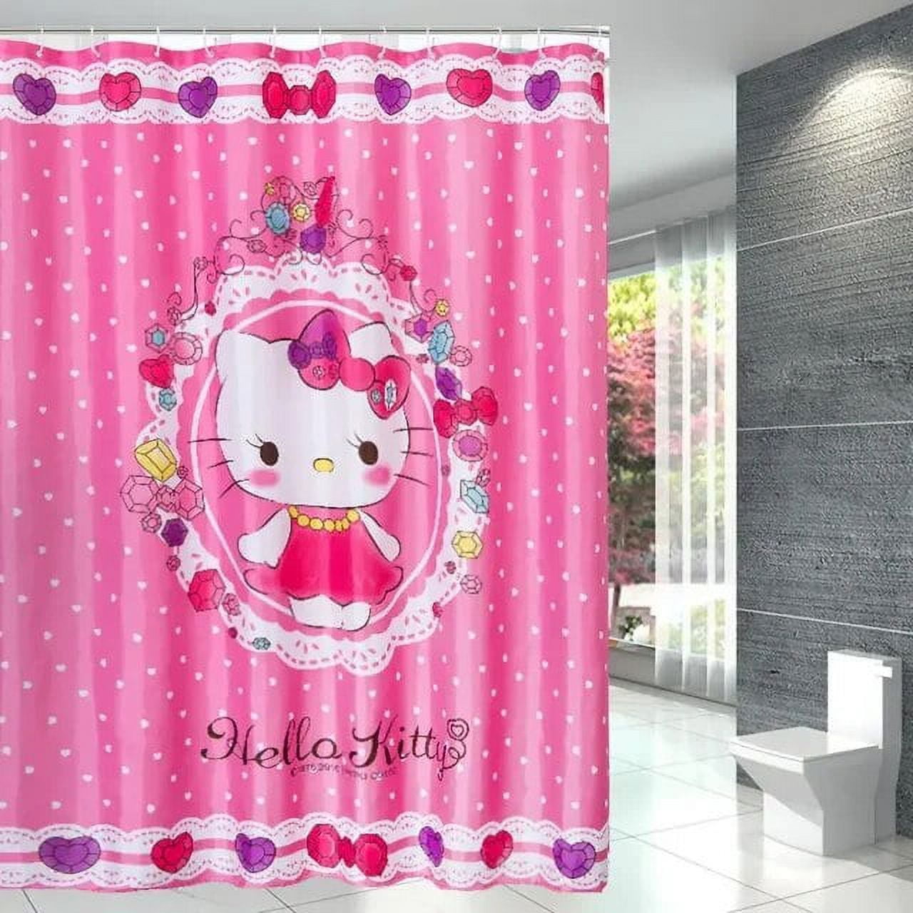 Hellokitty Shower Curtain Cartoon Bathroom Waterproof Curtain With