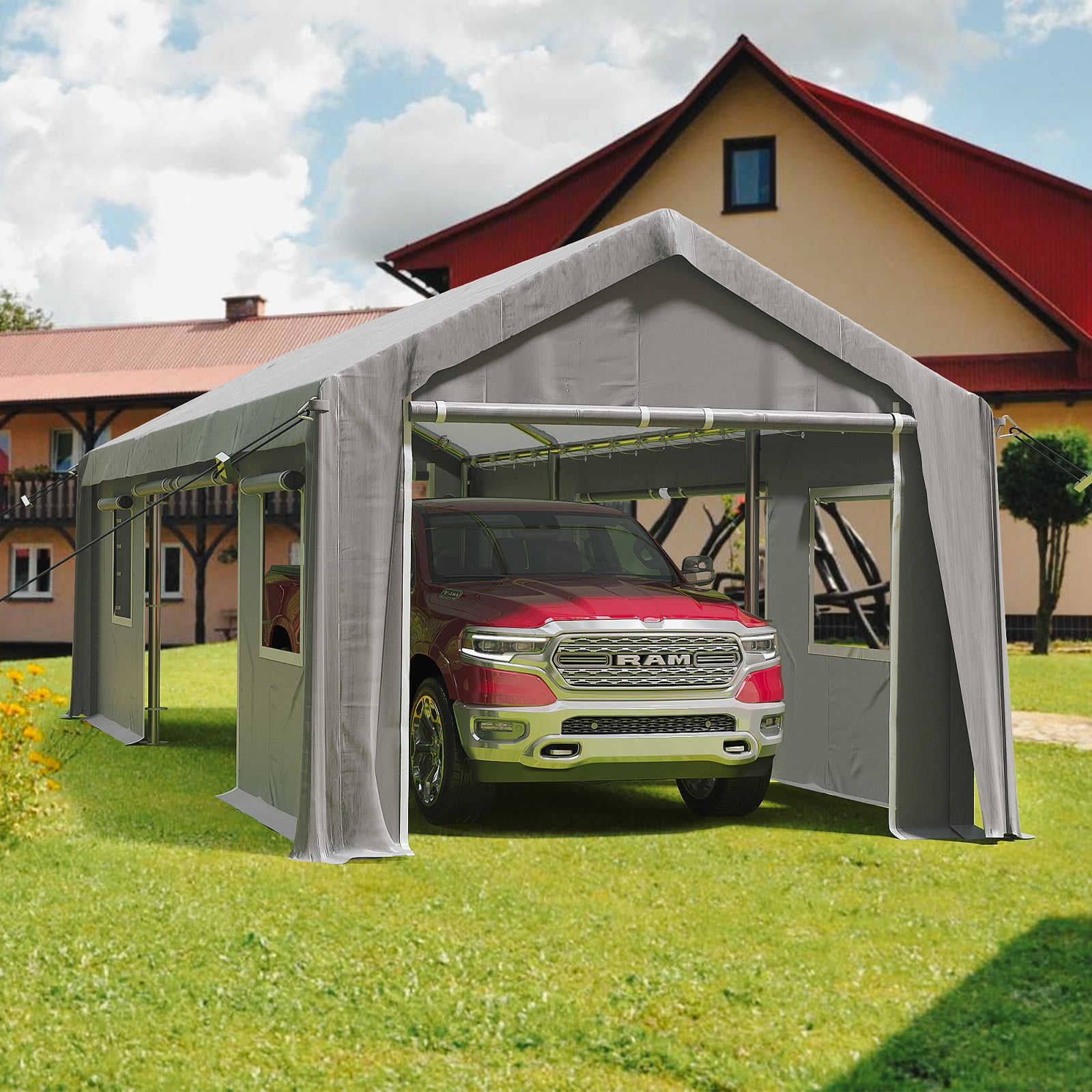Hellone Carport 10'X20' Heavy Duty Steel Canopy Adjustable & Portable ...