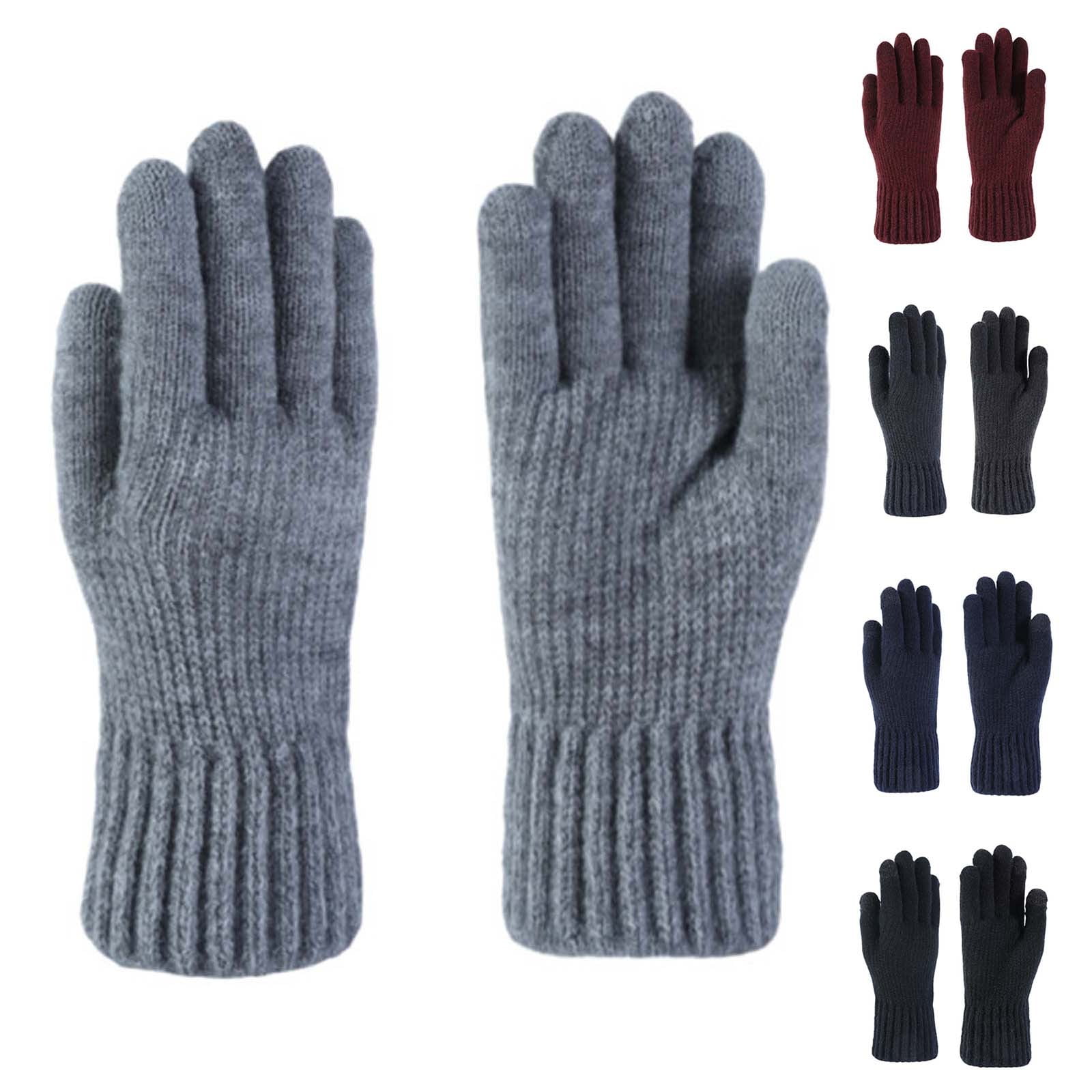 Hellosay Gloves for Women Cold Weather Knit Thermal Warm Solid ...