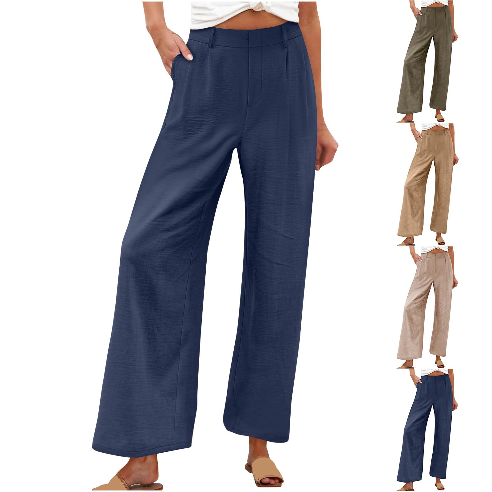 Hellosay Pants Casual Women with Pockets High Waist Pants Wide Leg ...