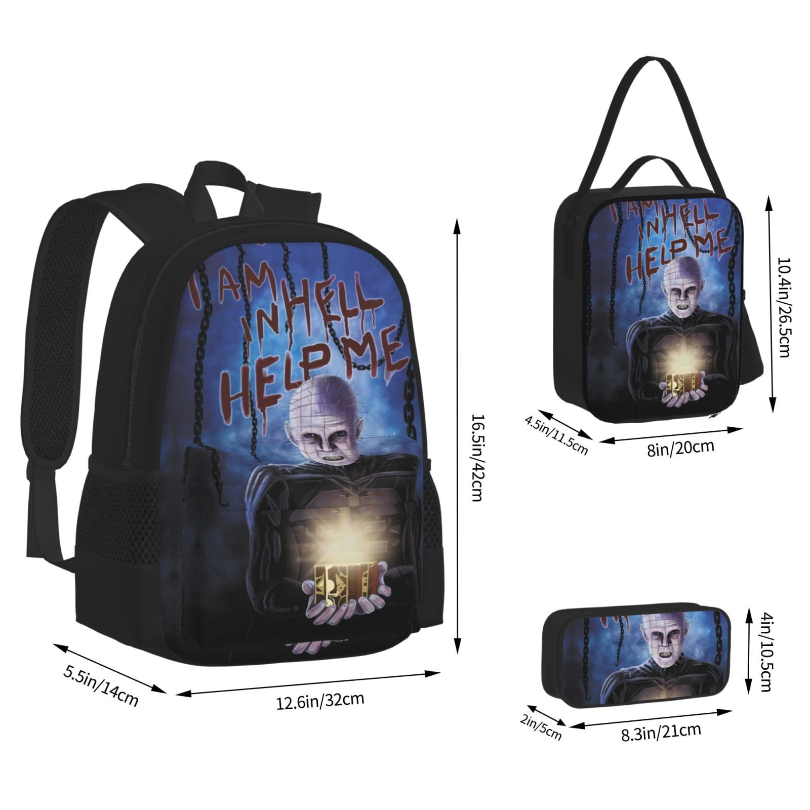 Hellraiser Backpack Set Versatile 3-in-1 with Crossbody Lunch Bag and ...