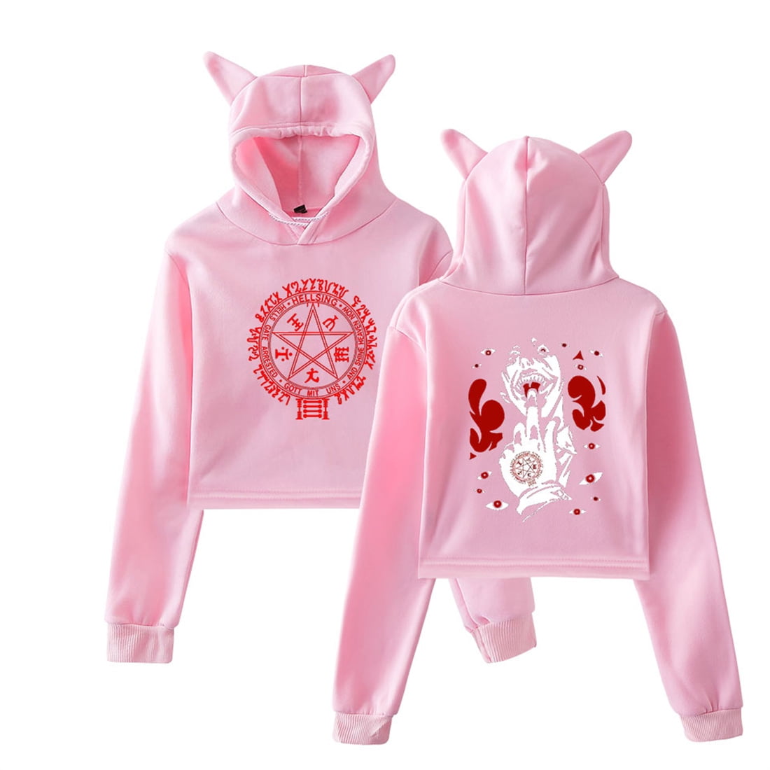 Hellsing Ultimate Alucard Cat Ear Hoodie Casual Pullover Unique Short ...