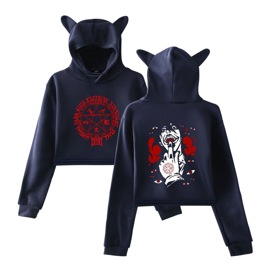 Hellsing Ultimate Alucard Cat Ear Hoodie Casual Pullover Unique Short ...