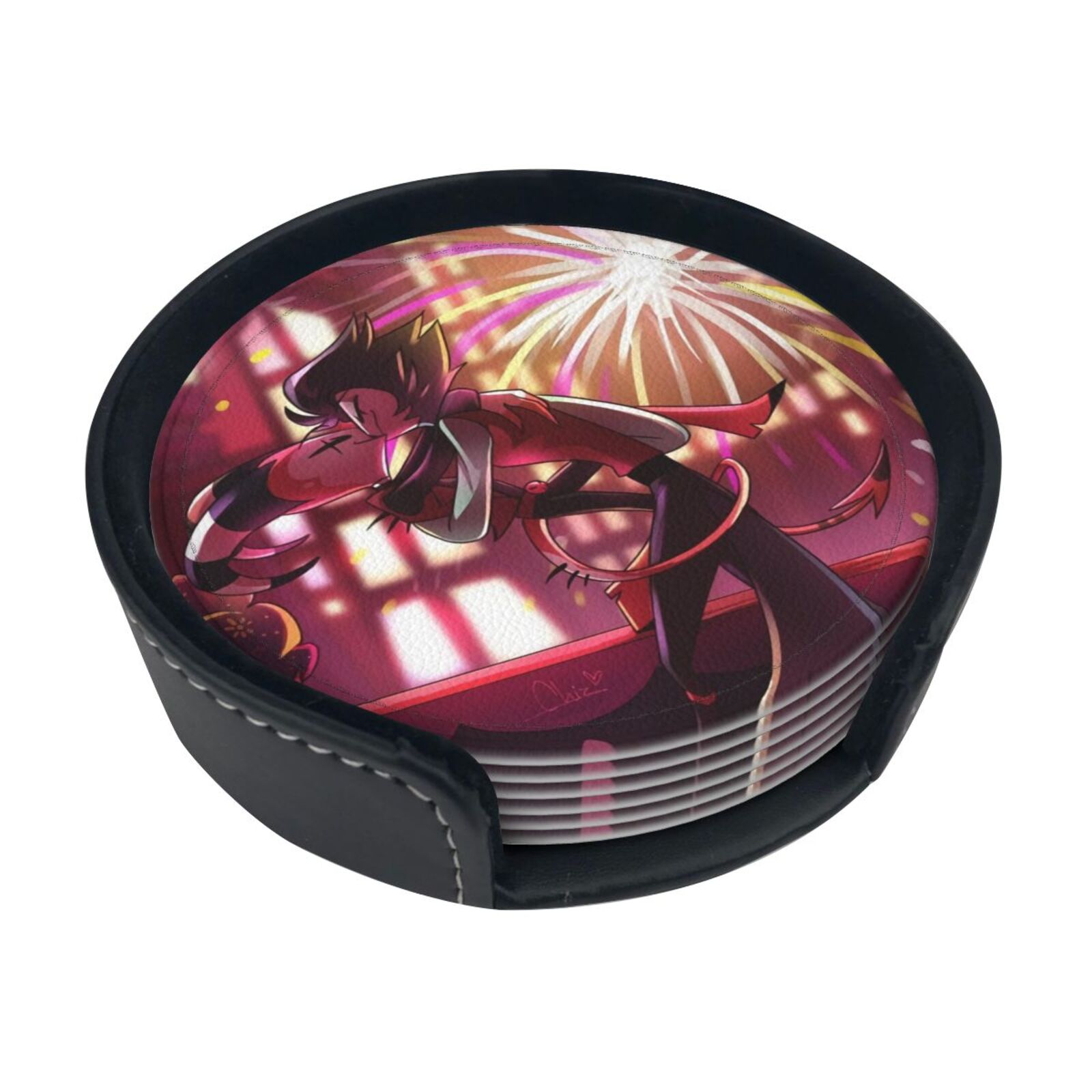 Helluva Boss Anime Funny Coasters,6 Pcs Leather Coasters That Protect ...
