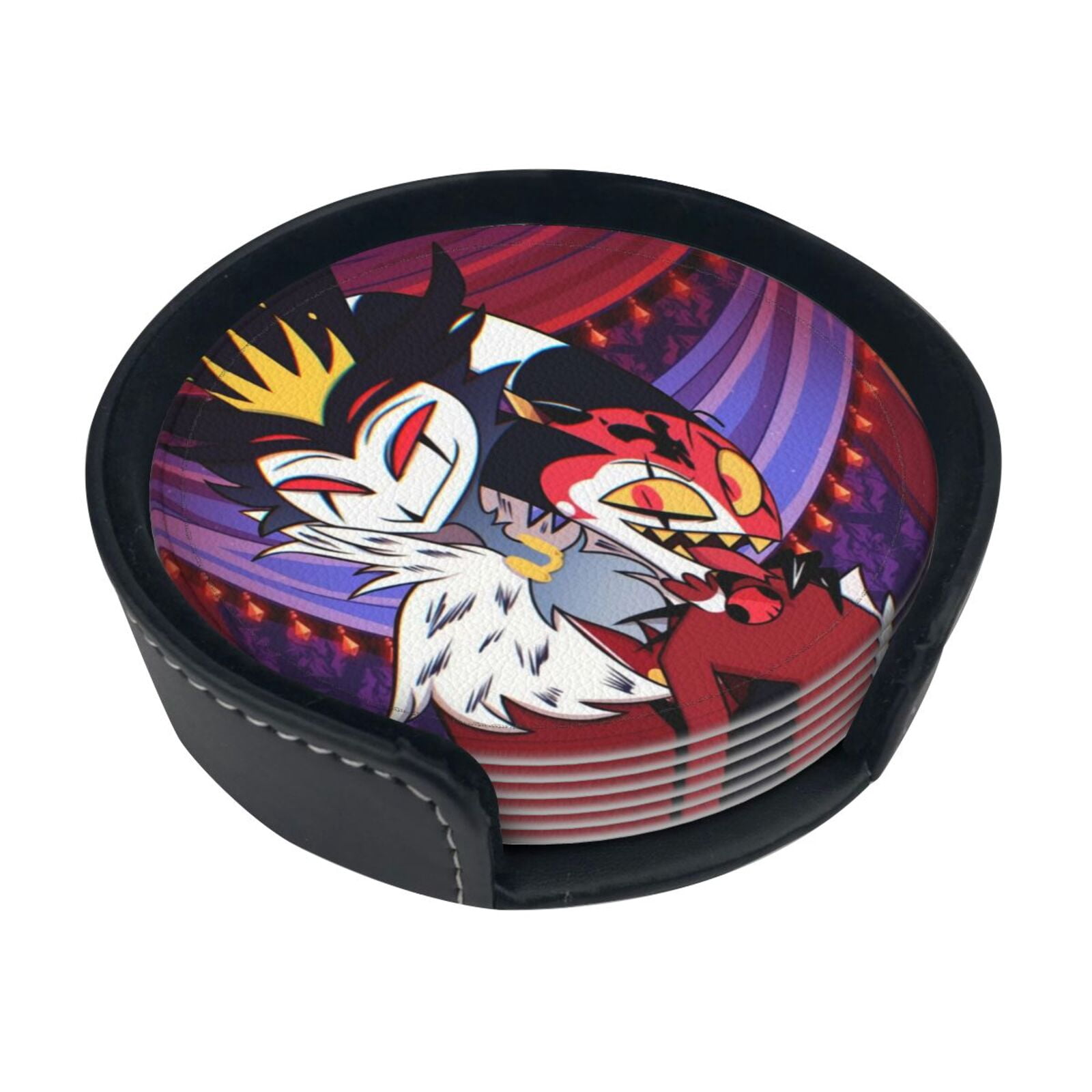 Helluva Boss Anime Funny Coasters,6 Pcs Leather Coasters That Protect ...