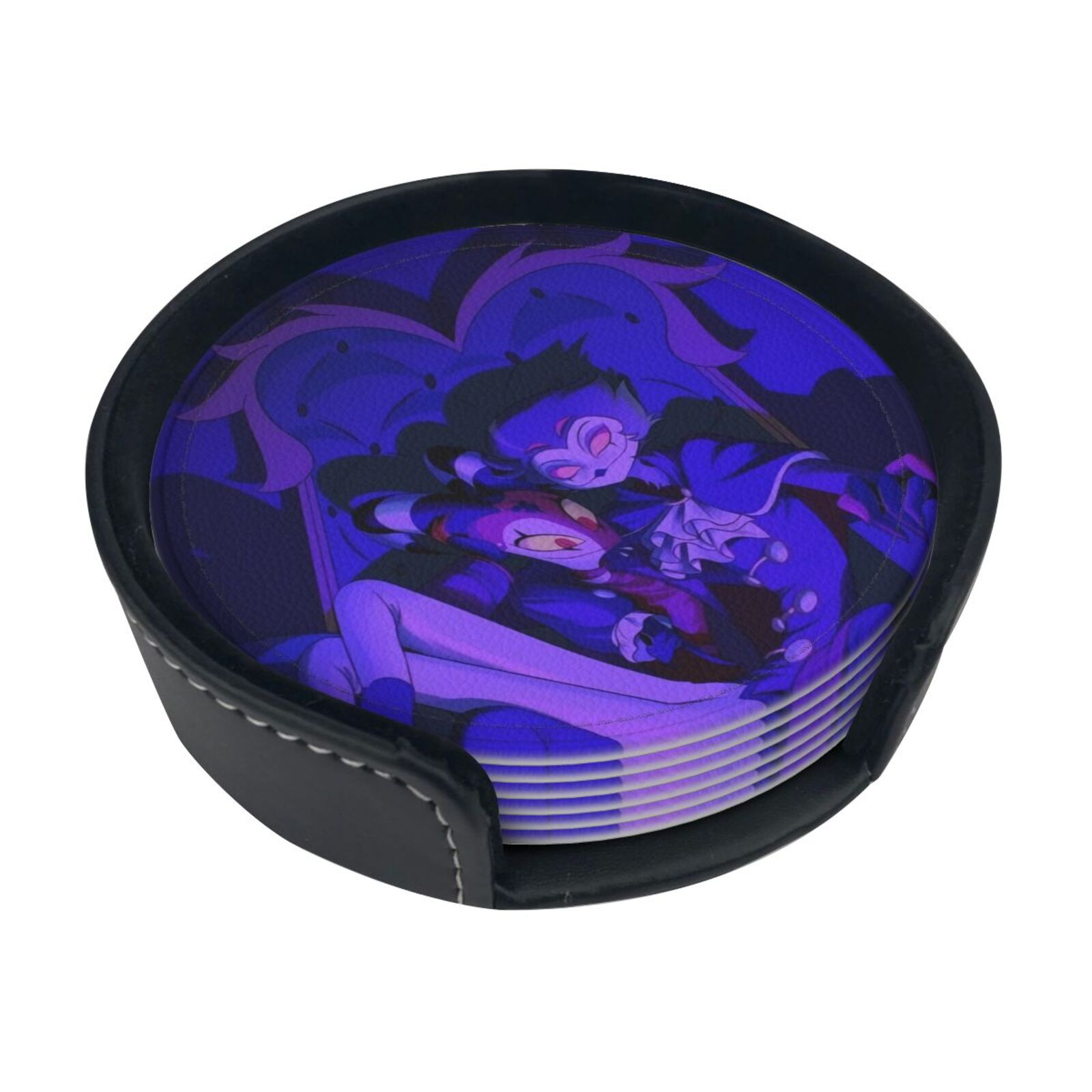 Helluva Boss Anime Funny Coasters,6 Pcs Leather Coasters That Protect ...
