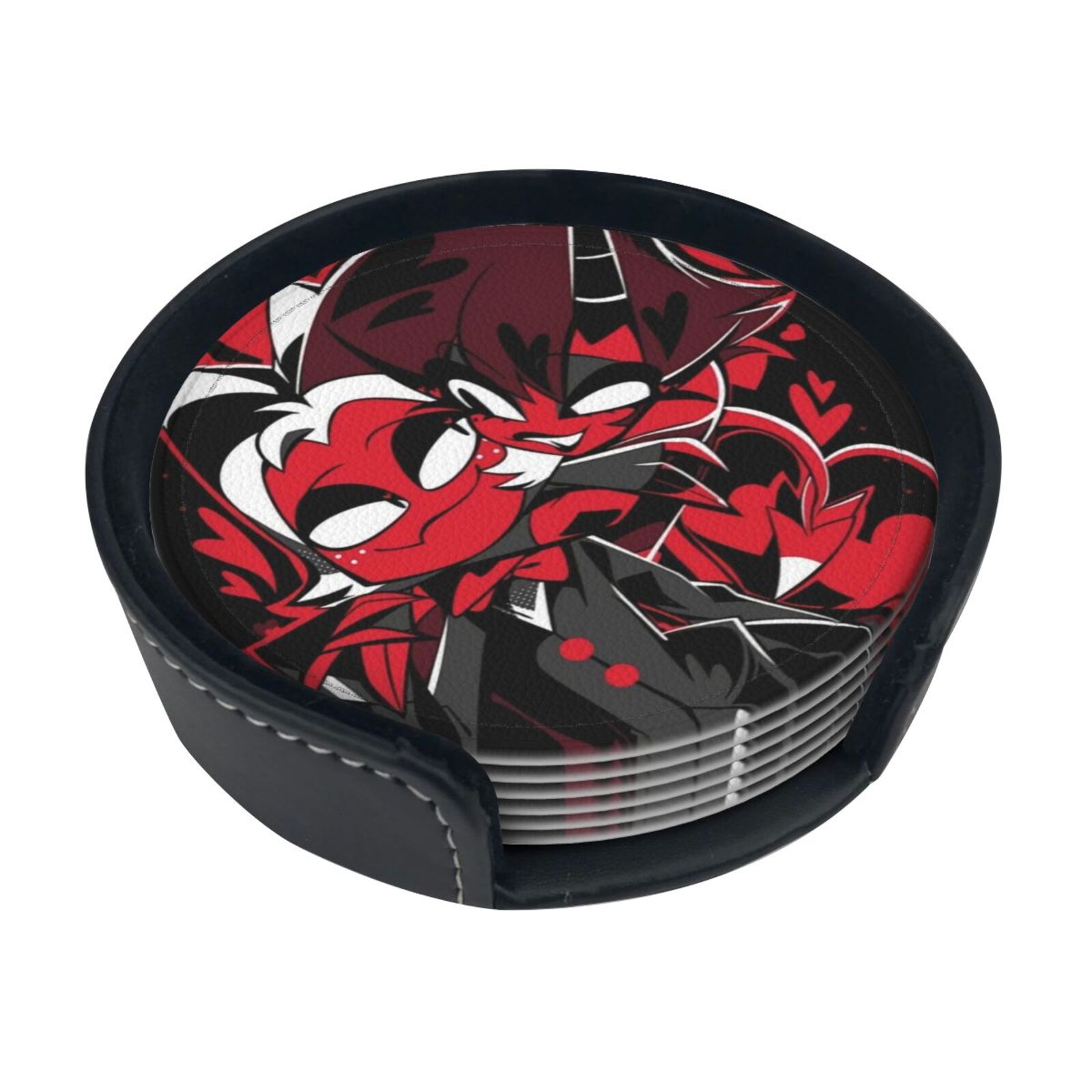 Helluva Boss Anime Funny Coasters,6 Pcs Leather Coasters That Protect ...