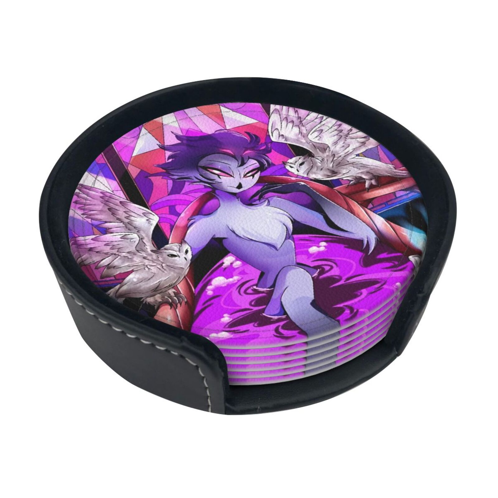 Helluva Boss Anime Funny Coasters,6 Pcs Leather Coasters That Protect ...