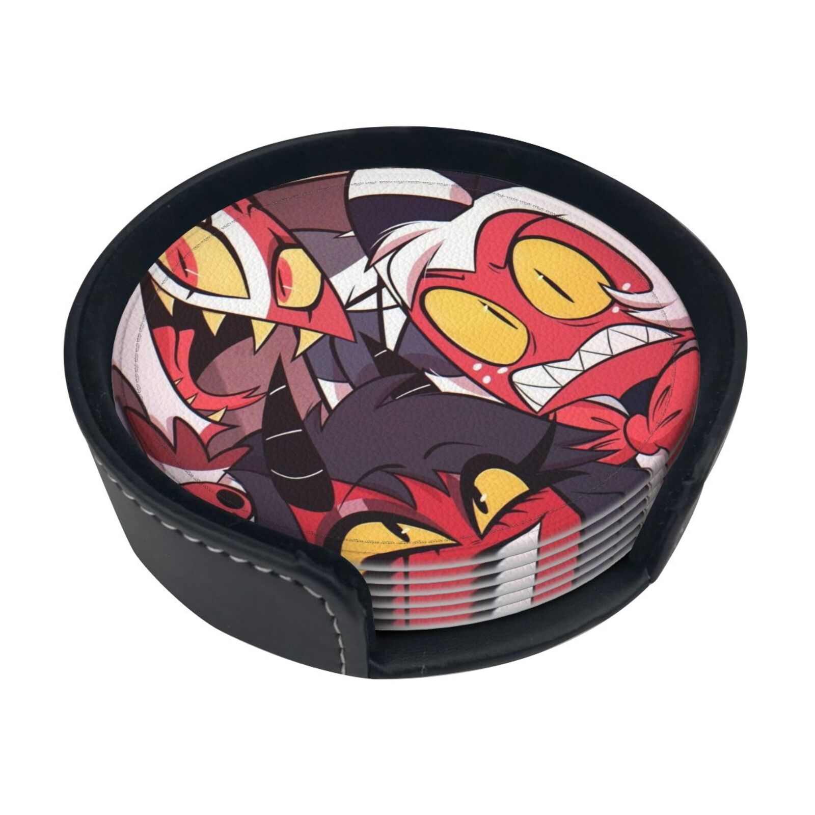 Helluva Boss Anime Funny Coasters,6 Pcs Leather Coasters That Protect ...