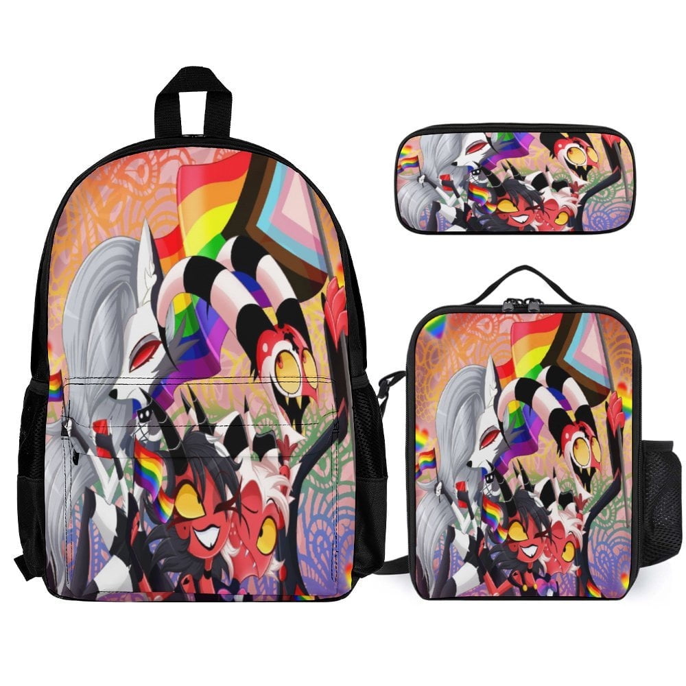 Helluva Boss Backpacks 3 Piece Set Bookbag with Lunch Bag And Pencil ...