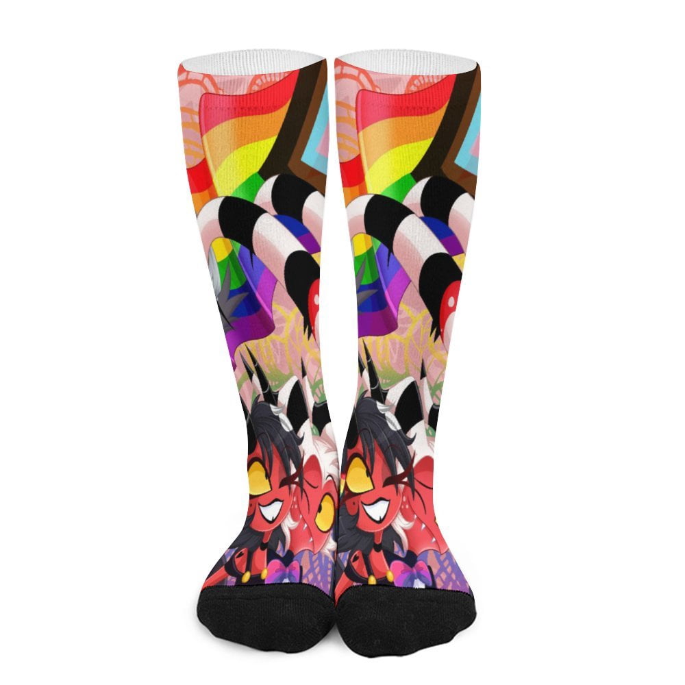 Helluva Boss Compression Socks Support Knee High Socks For Running Hiking Athletic Nursing ...