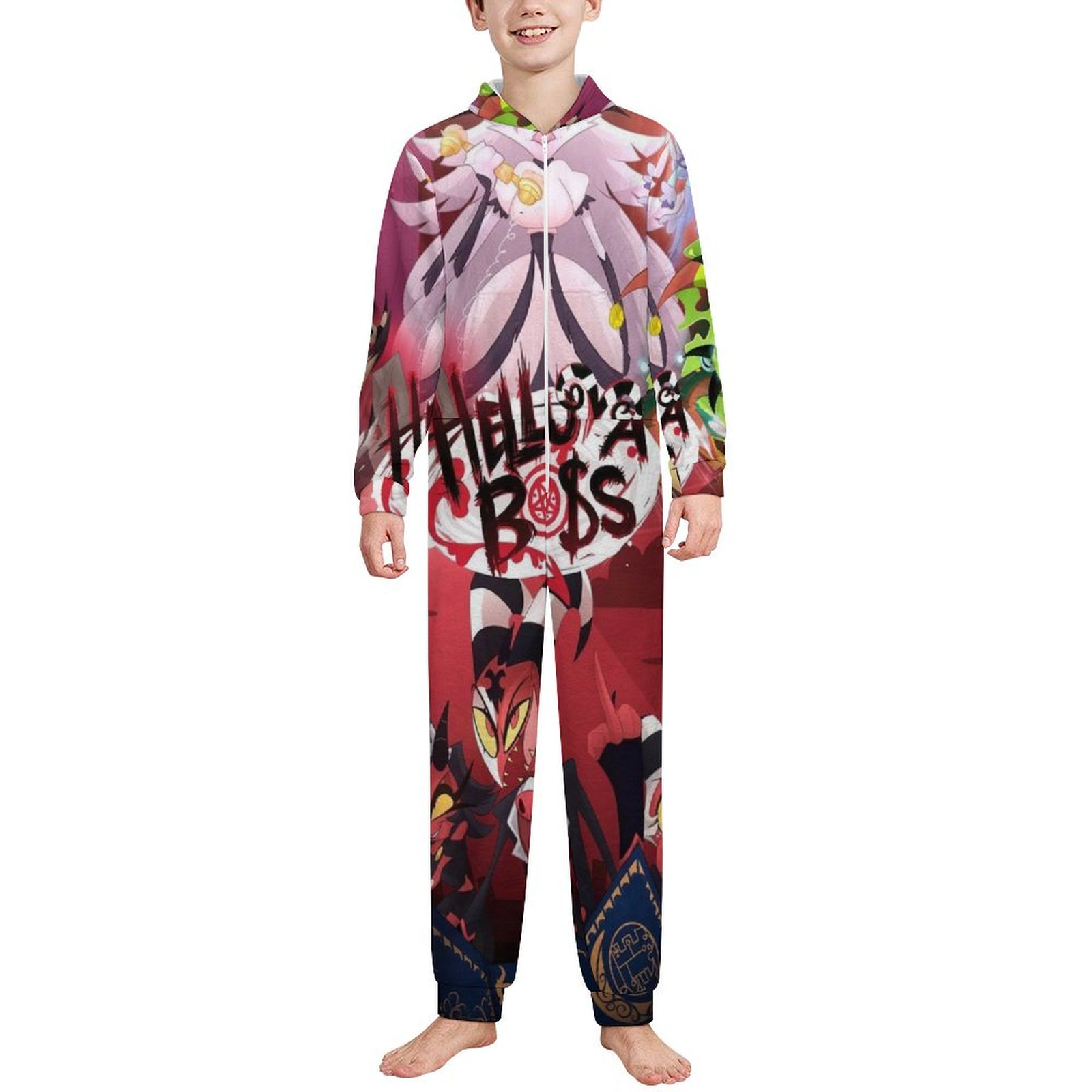 Helluva Boss Kids One Piece Pajama Hooded Union Suit PJs Sleepwear for ...
