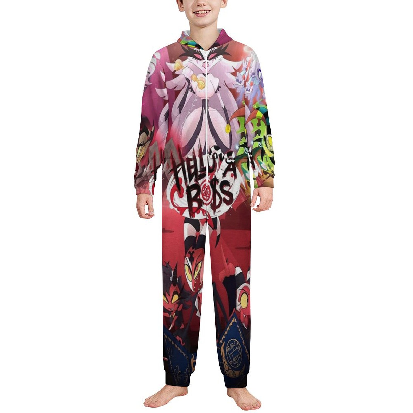 Helluva Boss Kids One Piece Pajama Hooded Union Suit PJs Sleepwear for ...