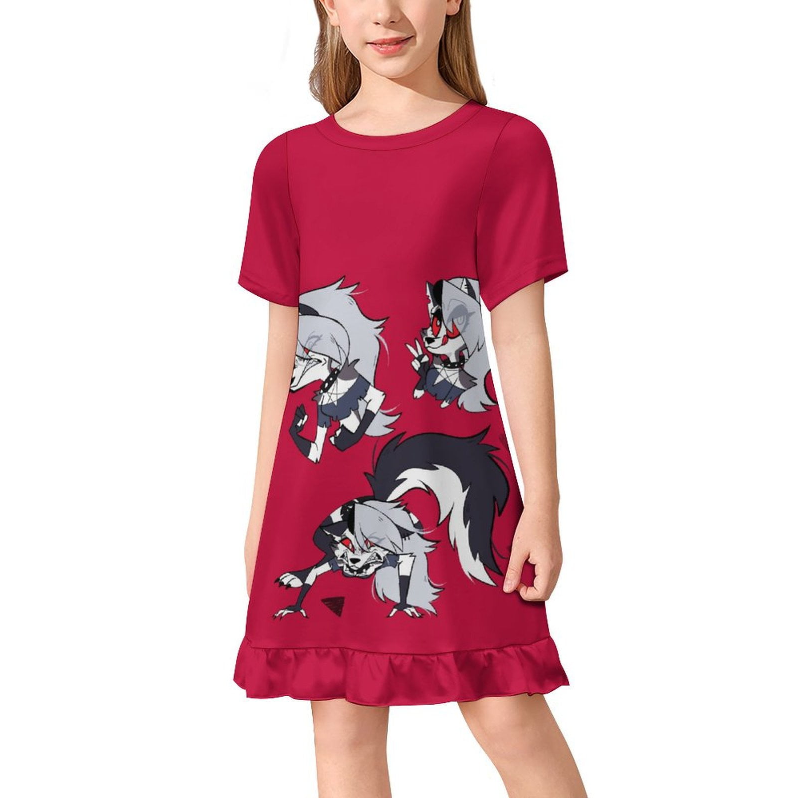 Helluva Boss Loona Kid's Short Sleeved Dress Fashion 3D Printed ...
