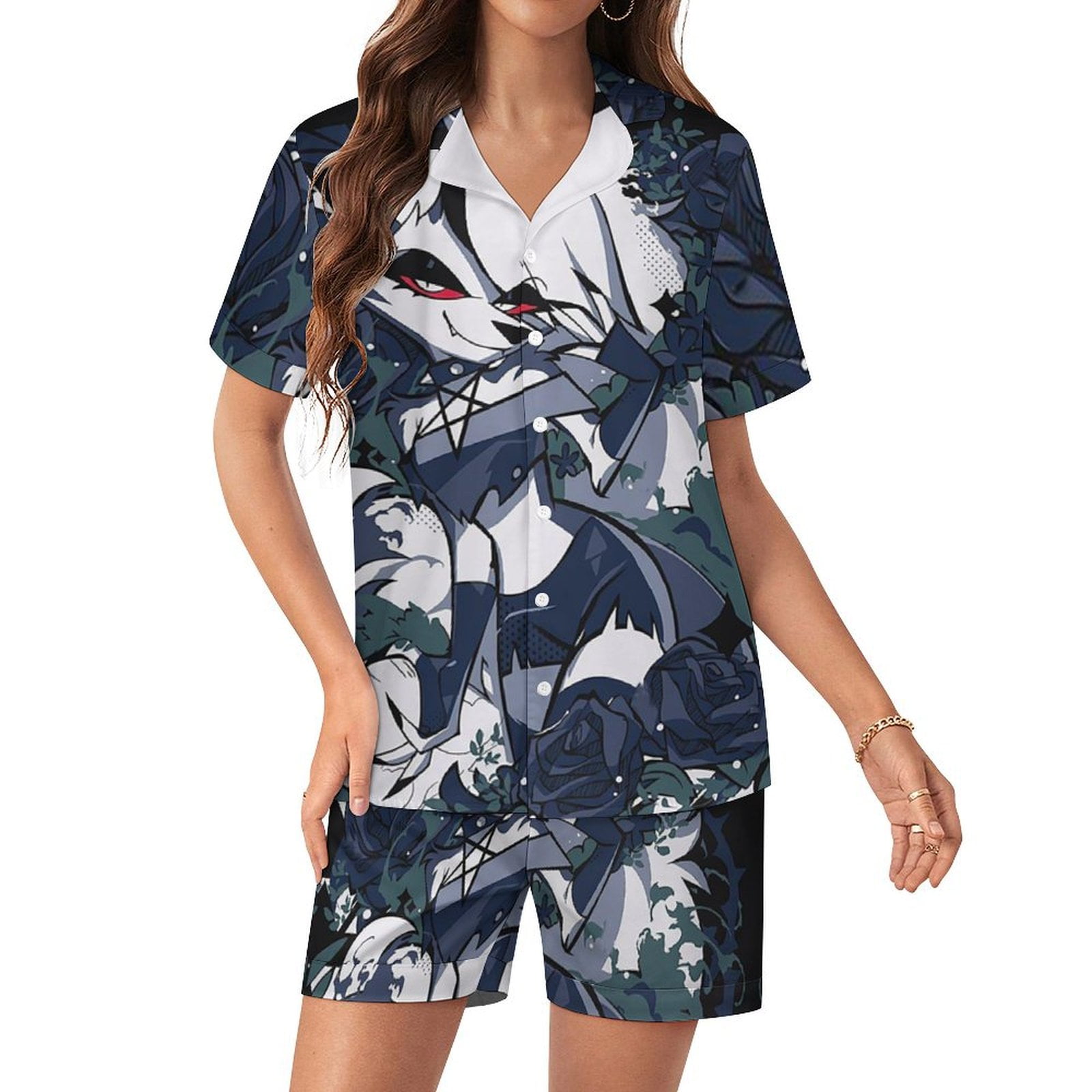 Helluva Boss Loona Silk Pajama Set for Women 2 Piece Lounge Pjs Shorts ...