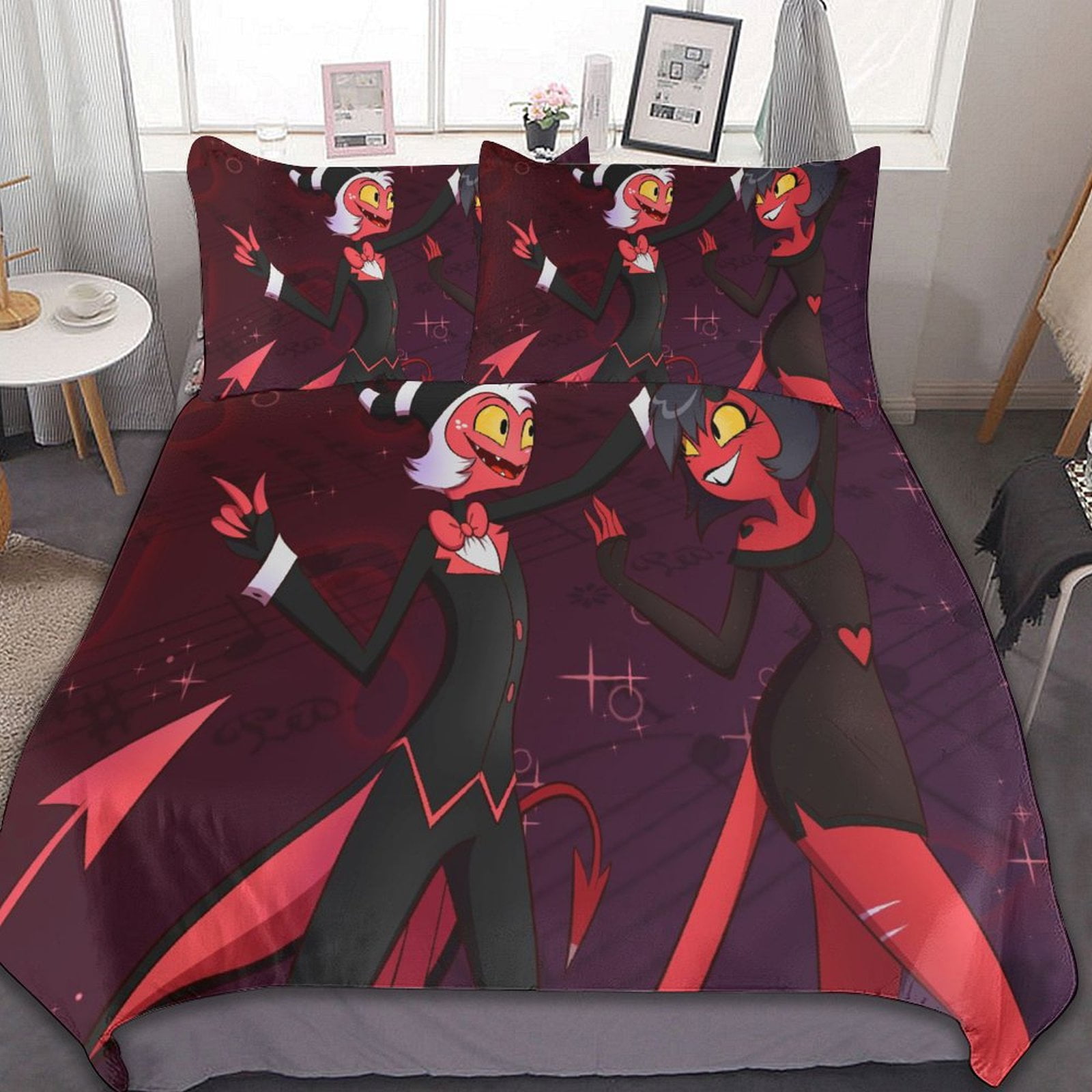 Helluva Boss Moxxie 3 Pieces Bedding Sets Soft Comforter Sets Decor Bedroom Gifts With 1 Duvet ...