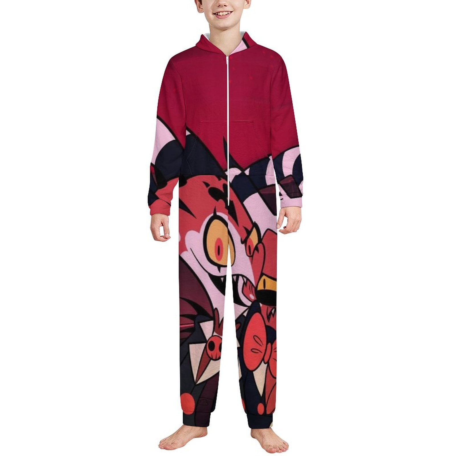 Helluva Boss One Piece Pajama Hooded Union Suit PJs Sleepwear - Walmart.com