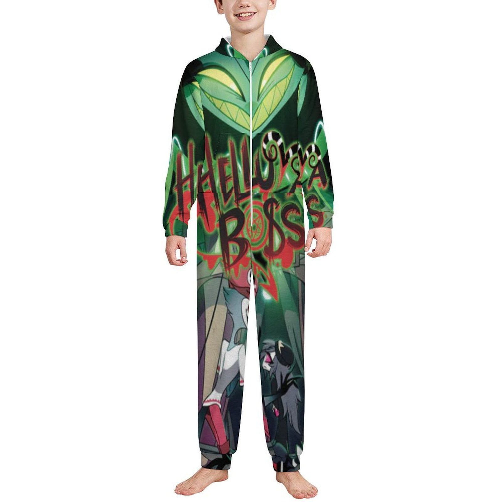 Helluva Boss One Piece Pajama Hooded Union Suit PJs Sleepwear - Walmart.com