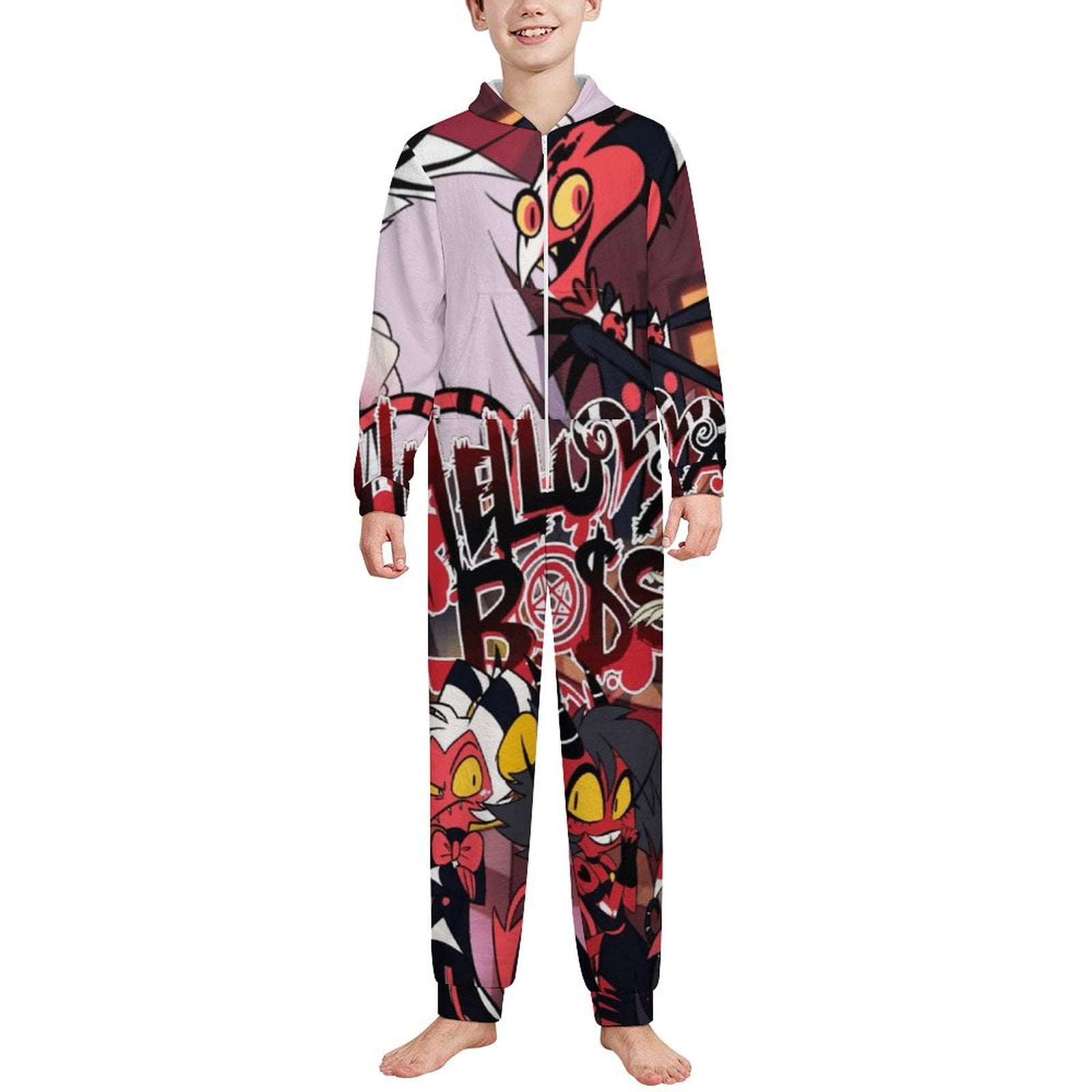 Helluva Boss One Piece Pajama Hooded Union Suit PJs Sleepwear - Walmart.com