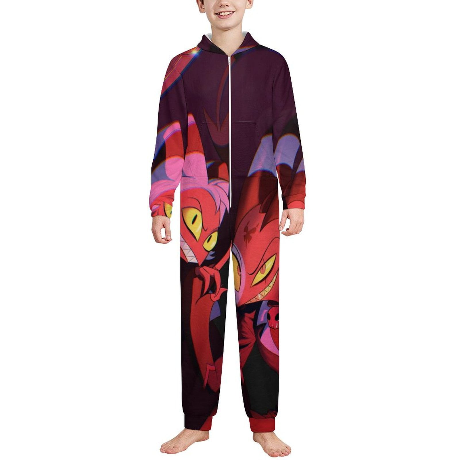 Helluva Boss One Piece Pajama Hooded Union Suit PJs Sleepwear - Walmart.com