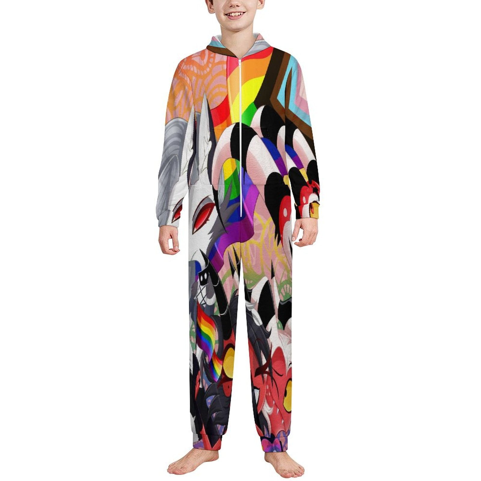 Helluva Boss One Piece Pajama Hooded Union Suit PJs Sleepwear - Walmart.com
