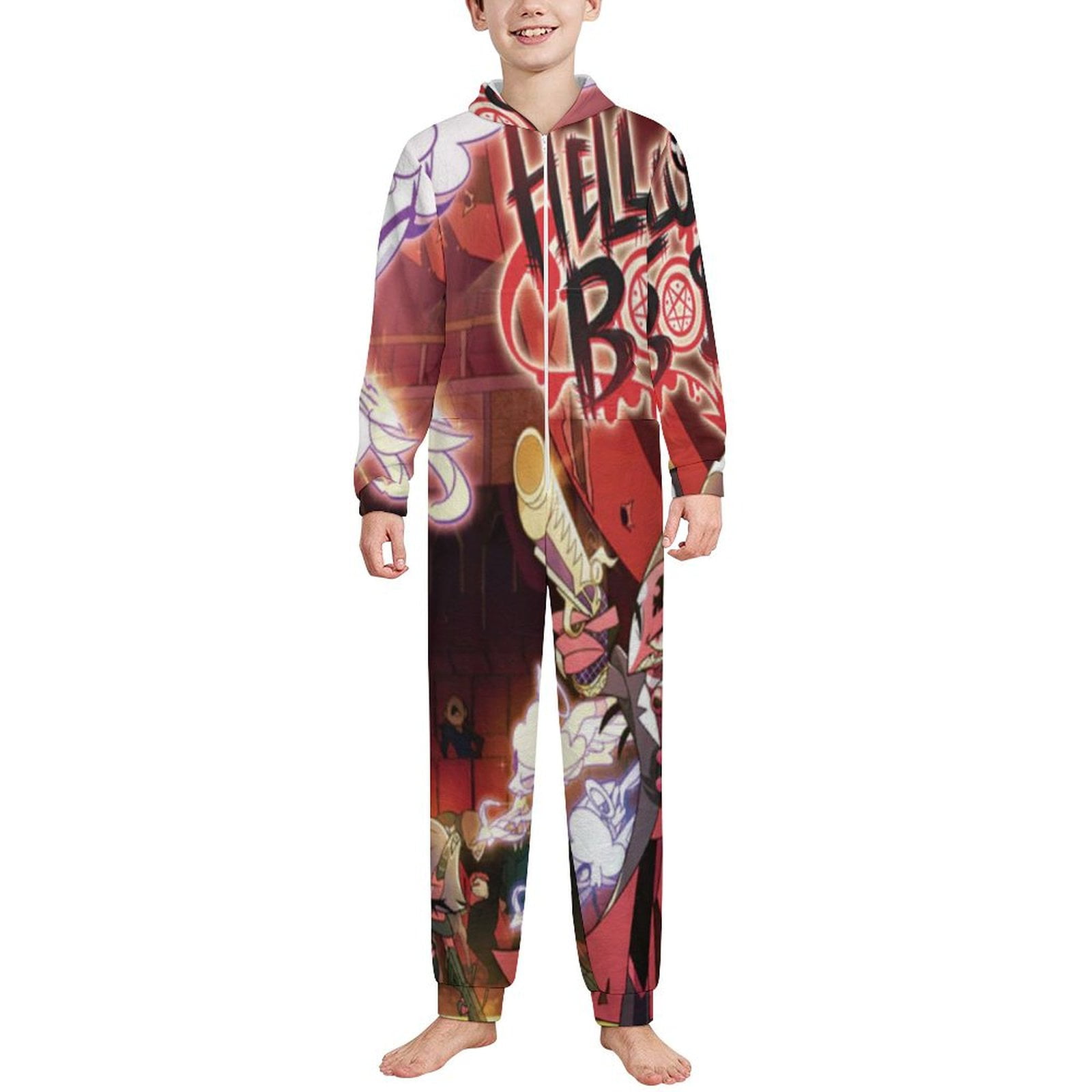 Helluva Boss One Piece Pajama Hooded Union Suit PJs Sleepwear - Walmart.com