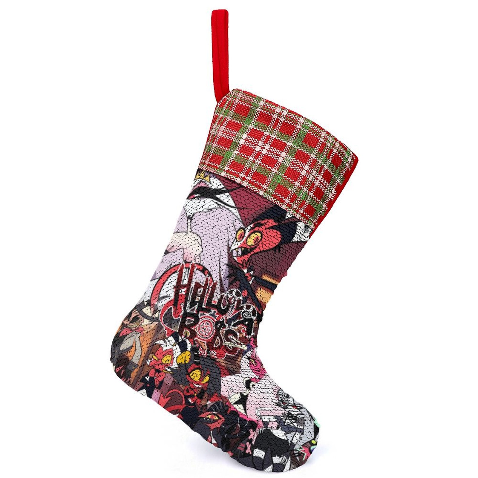 Helluva Boss Sequin Christmas Stocking - Hanging Stockings Xmas Decor ...