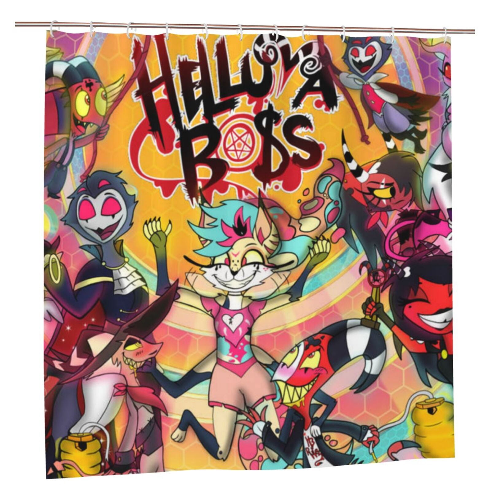 Helluva Boss Shower Curtain, Funny Anime Shower Curtain Sets Waterproof ...