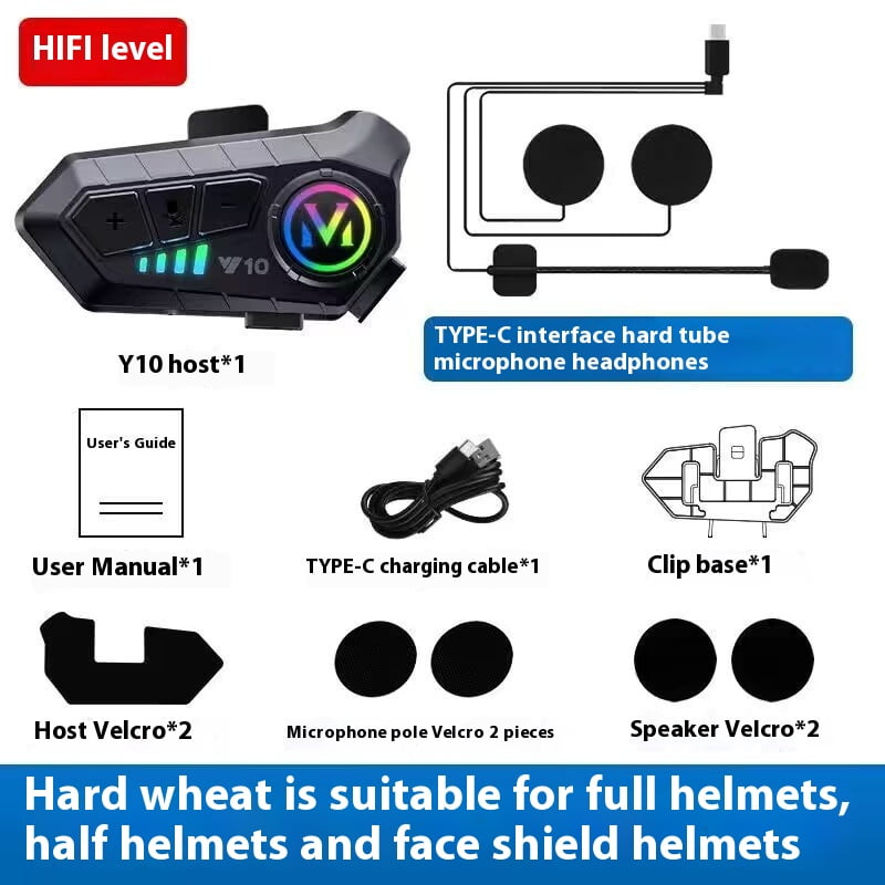 Helmet Bluetooth Headset Y10 Intercom Built-in Integrated Waterproof ...