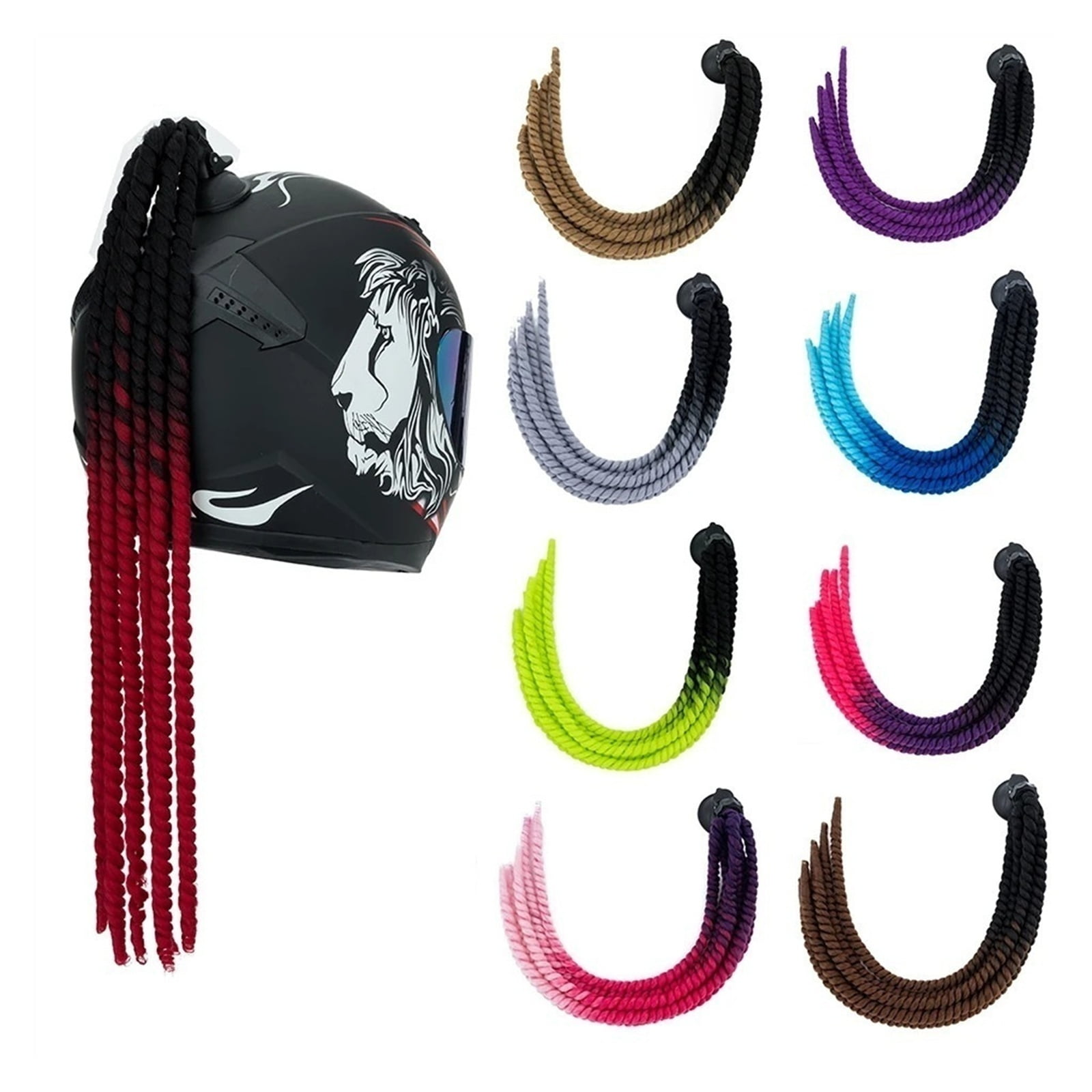 Helmet Pigtails 1Pcs Gradient Motorcycle Helmet Braids Ponytail 24 ...
