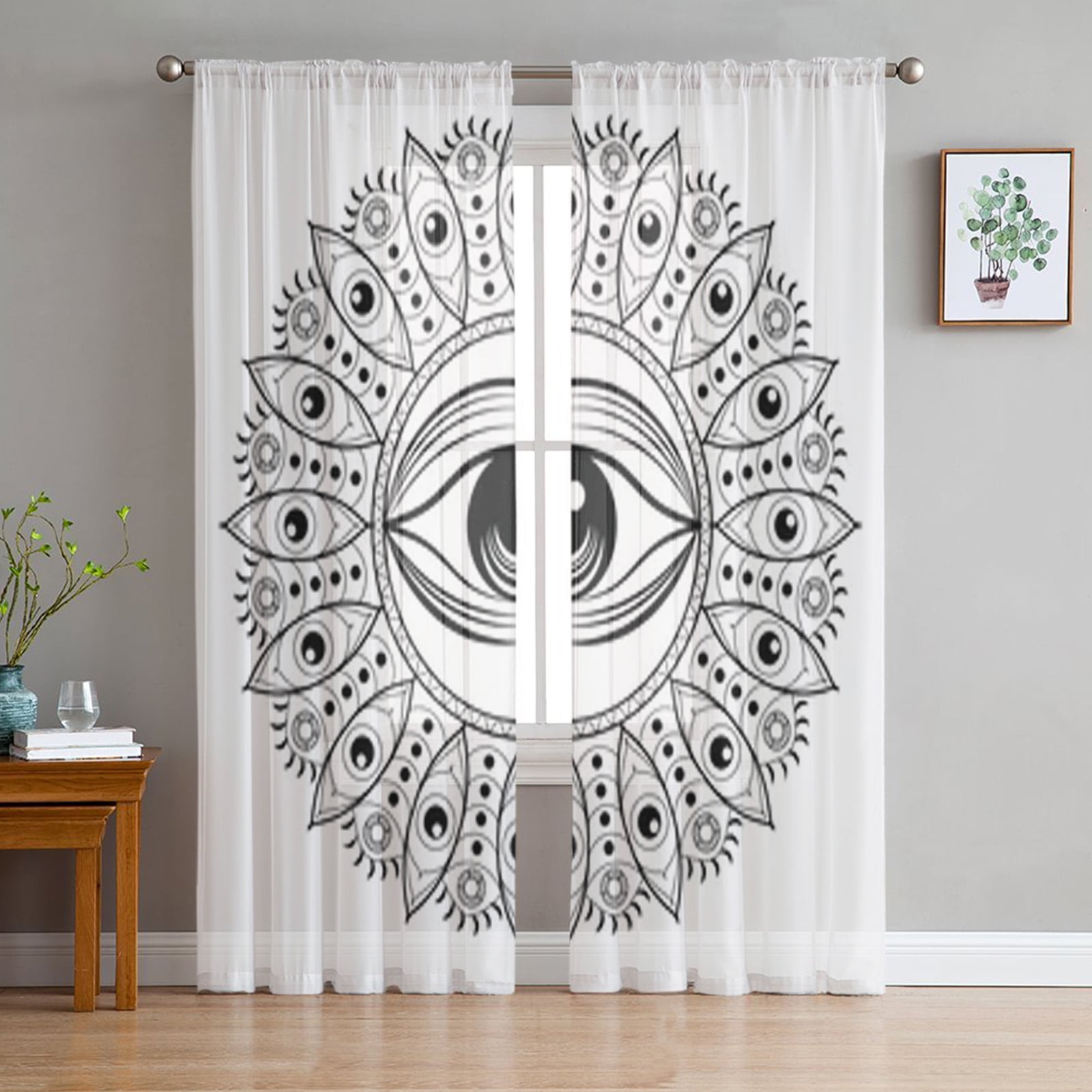 Helmet Sword Axe Medieval Weapon Voile Curtains for Living Room Window ...