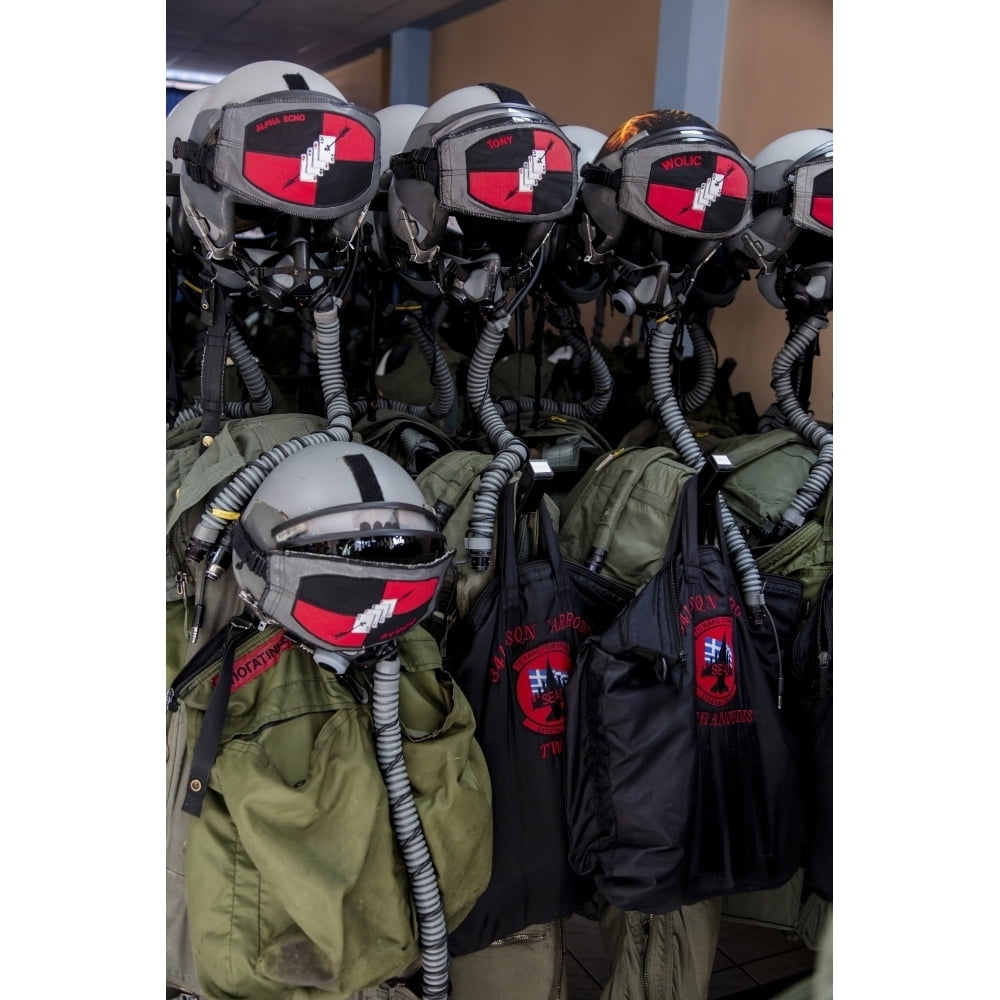 Helmets and flight gear of Hellenic Air Force pilots Poster Print ...